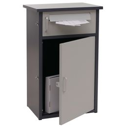 Paketkasten MCW-O51, Paketbox Paketfach Paketstation Briefkasten 2 F&auml;cher, Stahl 78x49x38cm ~ dunkelgrau/hellgrau