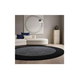 KADIMA DESIGN Teppich Hochflor RHEIN in Anthrazit, mit Bord&uuml;re, &Oslash; 160 cm