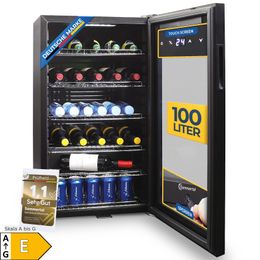 Sommertal K&uuml;hlschrank GK 100&ndash; Leiser Getr&auml;nkek&uuml;hlschrank mit LED, Touchscreen & Schloss kleiner Flaschenk&uuml;hlschrank schwarz 100L