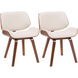 CLP Esszimmerst&uuml;hle gepolstert 2er Set Beverley mit Stoffbezug, Polsterst&uuml;hle mit R&uuml;ckenlehne in Walnussoptik, K&uuml;chenst&uuml;hle im Retro Look