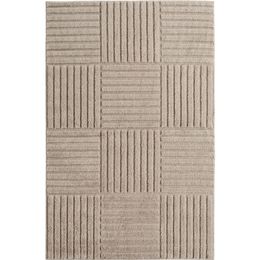 Hochflorteppich Cord-Streifen-Patchwork Beige 80x250 cm Waschbar