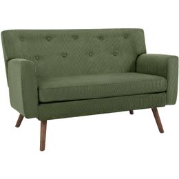 CLP Sofa 2-Sitzer mit Cordbezug Kioni, Couch bequem f&uuml;r Wohnzimmer, komfortabel gepolstert, bis 240 kg belastbar, Beine aus Kautschukholz