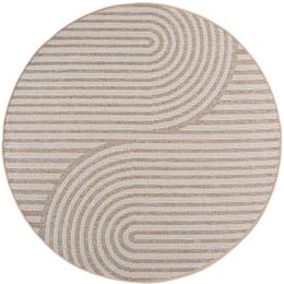 Outdoor-Teppich Boho-B&ouml;gen Beige 160x160 cm Wetterfest