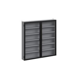 sobuy Wandschrank, Vitrinenschrank, Displayregal mit 2 T&uuml;ren Grau 80x12,2x80cm Modern