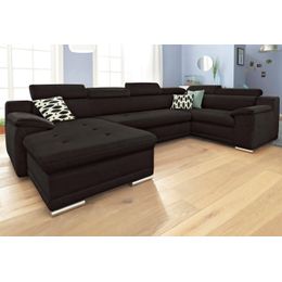 "Andiamo U-Form, B: 336 cm, Kopfteilverstellung, XXL-Sofa" optional Schlaffunktion, frei stellbar, Couch f&uuml;r Wohnkomfort