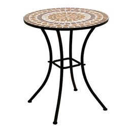 Bistrotisch LUCCA 60cm rund, Eisen schwarz und Mosaik terracottafarben