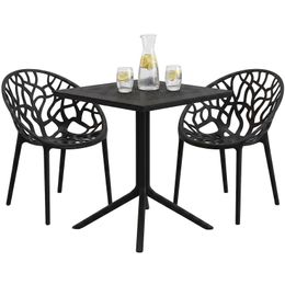 CLP Gartenm&ouml;bel-Set stapelbar Avara mit 2 St&uuml;hlen, moderne Sitzgruppe f&uuml;r Balkon, Terrasse und Garten, wetterfest aus Kunststoff