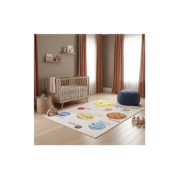 KADIMA DESIGN Spielteppich TRAUN in Beige, mit Planeten-Motiv, 140 x 200 cm