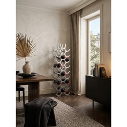 KADIMA DESIGN Weinregal Aluminium Modern Stil f&uuml;r 27 Flaschen stehend schmal 31x98x14cm