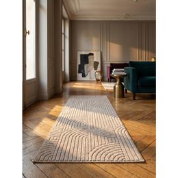 Flachgewebe-Teppich Hoch-Tief-B&ouml;gen Beige 80x250 cm Hoch-Tief B&ouml;gen
