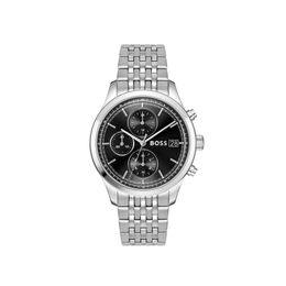 BOSS Herren Chronograph "STRATUS", silber, Armbanduhren, Quarzuhr, Armbanduhr, Herrenuhr, Edelstahlarmband, analog, Tag
