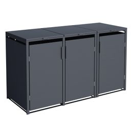 M&uuml;lltonnenbox M&Uuml;NCHEN 200x80x116cm f&uuml;r 3x Tonnen 120 und 240 Liter, Stahl anthrazit