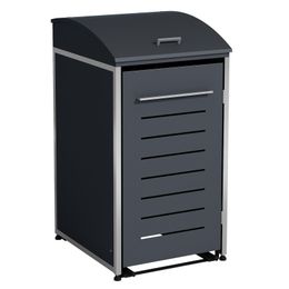DEGAMO M&uuml;lltonnenbox KIEL 72x83x136cm f&uuml;r Tonnen 120 und 240 Liter, Stahl anthrazit + Edelstahl