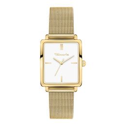 Tamaris Damen Quarzuhr "Square Meets Mesh", gold, Armbanduhren, Armbanduhr, Damenuhr, Edelstahlarmband, analog