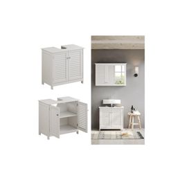 VICCO Waschtischunterschrank Riad, 60 x 58 cm, Wei&szlig;, 2 T&uuml;ren, Badezimmer