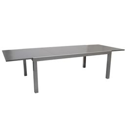 DEGAMO Ausziehtisch MARINA 180/240x100cm, Aluminium silbergrau + Glas grau