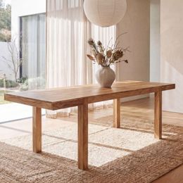 FineBuy Esszimmertisch Erweiterbar 160 - 240cm Holz Massiv Esstisch K&uuml;chentisch Handmade