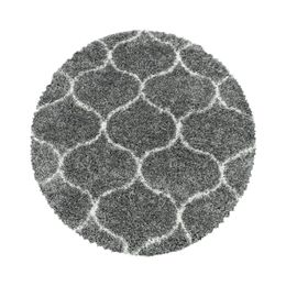 KADIMA DESIGN Hochflorteppich RONDA, im Skandi-Stil, Grau, &Oslash; 160 cm