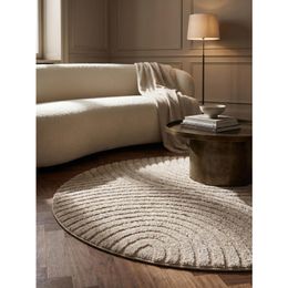 KADIMA DESIGN Hochflorteppich Organische B&ouml;gen mit 3D-Effekt Beige 120x120 cm Waschbar