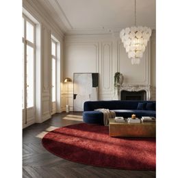 KADIMA DESIGN Kurzflorteppich MAIN, einfarbig, Rot, &Oslash; 200 cm