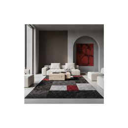 KADIMA DESIGN Kurzflorteppich LATEMAR, kariert, Rot, 240 x 340 cm