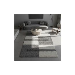KADIMA DESIGN Hochflorteppich WERFEN, kariert, Hellgrau, 200 x 290 cm
