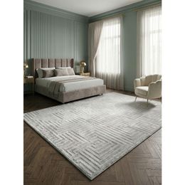 KADIMA DESIGN Kurzflorteppich ILLER, mit 3D-Design, aus Jute, Florh&ouml;he 12 mm, Silber, 120 x 170 cm