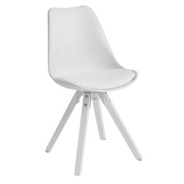 FineBuy 2er Set Retro Esszimmerstuhl Wei&szlig;e Beine Polsterstuhl K&uuml;chenstuhl Kunstleder