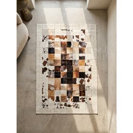 KADIMA DESIGN Flachwebteppich Waschbar PIZOL, im Patchwork-Stil, Wei&szlig;, 140 x 200 cm