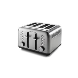 riviera&;bar Stainless Steel 4 short slots Toaster (4-Scheiben, Parallelschlitz, Edelstahl geb&uuml;rstet, 1.800 W, 7 Br&auml;unungsstufen, 2 unabh&auml;ngige Bedienfelder, Auftaufunktion, Aufw&auml;rmfunktion, Vollkornfunktion)
