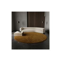 KADIMA DESIGN Teppich Hochflor SPREE in Gold, einfarbig, &Oslash; 160 cm