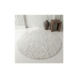 KADIMA DESIGN Hochflorteppich TALFER, geometrisch, Creme, &Oslash; 200 cm