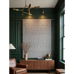 KADIMA DESIGN Flachgewebe-Teppich Ethno Silber 240x340 cm Ethno-Streifen