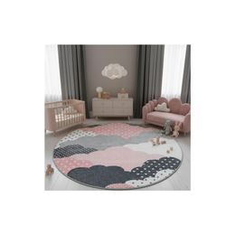 KADIMA DESIGN Kinderteppich COGNE, mit Wolken-Motiv, Rosa, &Oslash; 160 cm