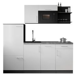 K&uuml;che respekta, B:205cm H:200cm T:60cm, wei&szlig;, Komplettk&uuml;chen-Sets, "Oliver", zerlegt, wahlweise mit Mikrowelle, mit Soft Close, Breite 205 cm