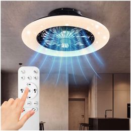 TecTake&reg; LED Deckenleuchte mit Ventilator, Lampe 40 W, dimmbar, 3 Lichtfarben, R&uuml;ckw&auml;rtslauf zur Nutzung im Winter, &Oslash; 50 cm, mit Fernbedienung