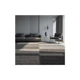 KADIMA DESIGN Hochflorteppich WERFEN, kariert, Taupe, 120 x 170 cm
