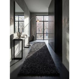 KADIMA DESIGN Hochflorteppich RHEIN, einfarbig, aus Polypropylen, Anthrazit, 80 x 150 cm
