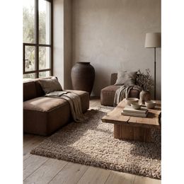 KADIMA DESIGN Hochflorteppich RHEIN, einfarbig, aus Polypropylen, Beige, 140 x 200 cm
