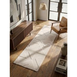 KADIMA DESIGN Teppich Kurzflor Waschbar LAVAREDO in Creme, geometrisch, 80 x 150 cm