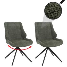 2er-Set Esszimmerstuhl MCW-O48, K&uuml;chenstuhl, drehbar Auto-Return, Stoff/Textil Chenille (320g/m&sup2;) &Ouml;ko-Tex ~ gr&uuml;n