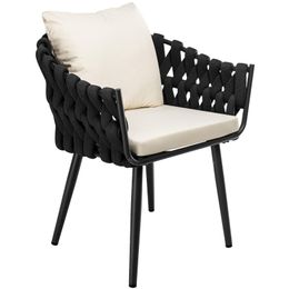 CLP Gartensessel Naxos aus Seilgeflecht Anthrazit mit Armlehnen, Gartenstuhl f&uuml;r Balkon, Terrasse und Garten, bis 150 kg belastbar