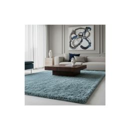 KADIMA DESIGN Hochflorteppich SALZACH, einfarbig, Blau, 160 x 230 cm