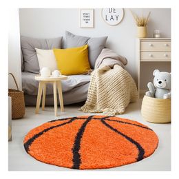 KADIMA DESIGN Kinderteppich MATREI, mit Basketball-Motiv, Orange, &Oslash; 120 cm