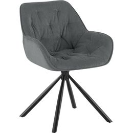 CLP Esszimmerstuhl drehbar gepolstert Rimio, Sessel Cord 180&deg; schwenkbar mit Armlehnen und R&uuml;ckenlehne, bis 150 kg belastbar