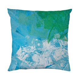 Dekokissen queence, B:40cm L:40cm, blau, Polyester, Dekokissen_Sitzkissen_Kissenh&uuml;llen, "Abstraktes Muster blau", Beidseitig bedruckte Kissenh&uuml;lle,