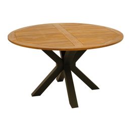 Tisch MADEIRA 130cm rund, Metall anthrazit + Akazie ge&ouml;lt, FSC&reg;-zertifiziert