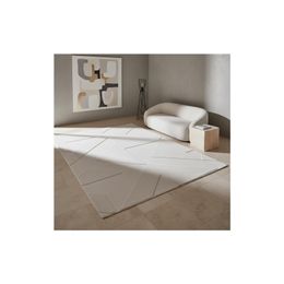KADIMA DESIGN Teppich Kurzflor Waschbar LAVAREDO in Creme, geometrisch, 240 x 340 cm