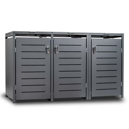 DEGAMO M&uuml;lltonnenbox K&Ouml;LN 175x62x102cm f&uuml;r 3x Tonnen 120 Liter, Stahl anthrazit