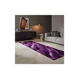KADIMA DESIGN Kurzflorteppich INN, mit abstraktem Wellenmuster, Violett, 80 x 300 cm